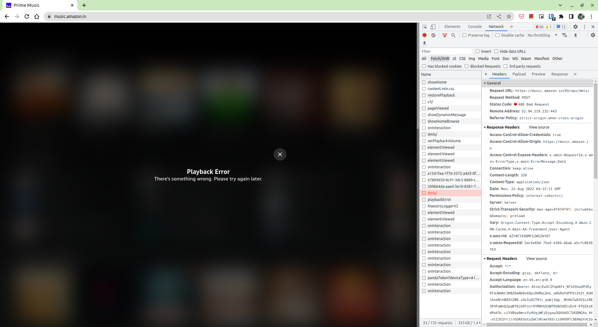 Getting "Playback error" while playing music from browsers in Linux