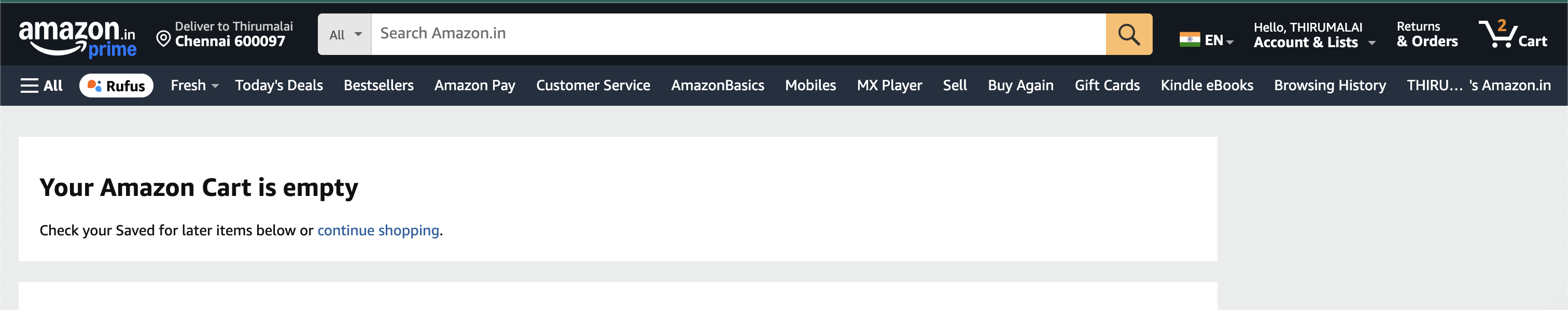 Amazon cart shows one item more than the actual amount